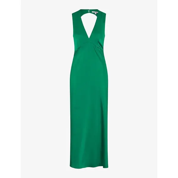 OMNES Nova Tie-back Satin Maxi Dress - Emerald Green