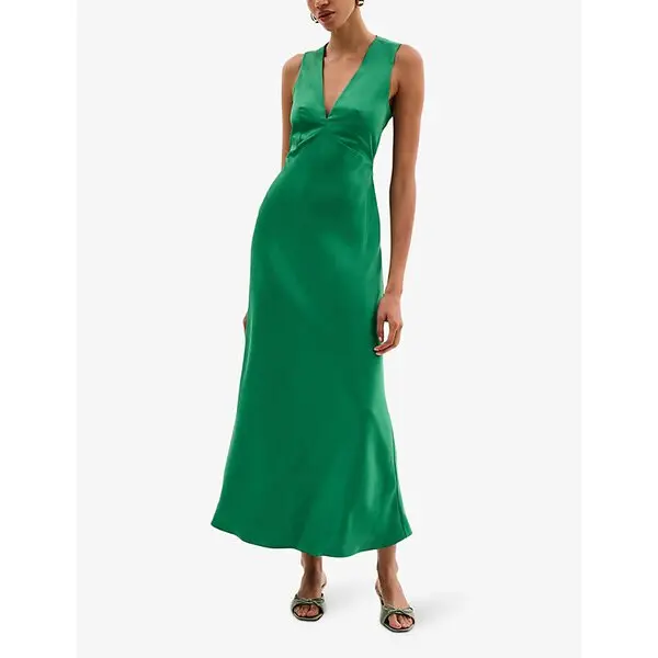 OMNES Nova Tie-back Satin Maxi Dress - Emerald Green