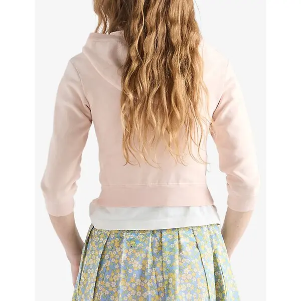 Prada Logo-embroidered Cotton-fleece Hoodie - Pink