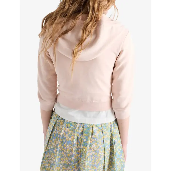 Prada Logo-embroidered Cotton-fleece Hoodie - Pink