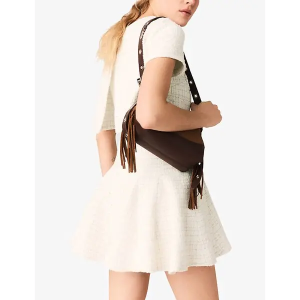 Maje Two-in-one Scoop-neck Tweed Mini Dress - Ecru