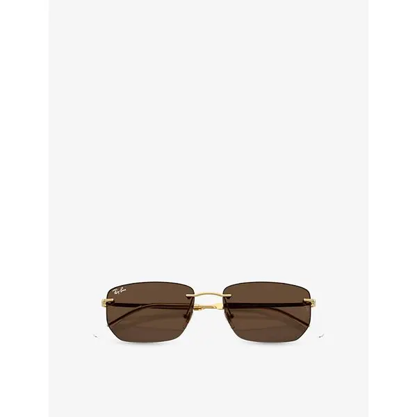Ray-ban Rb3768 Square-frame Metal Sunglasses - Gold