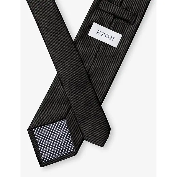 Eton Textured Silk Neck Tie - Black