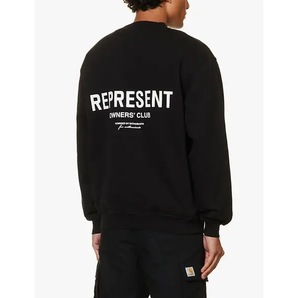 REPRESENT Owners' Club Graphic-print Cotton-jersey Sweatshirt - Black