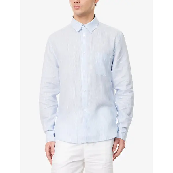 Derek Rose Malibu Pinstripe Linen Shirt