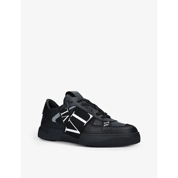 Valentino Garavani Vl7n Logo-embellished Leather Trainers - Black