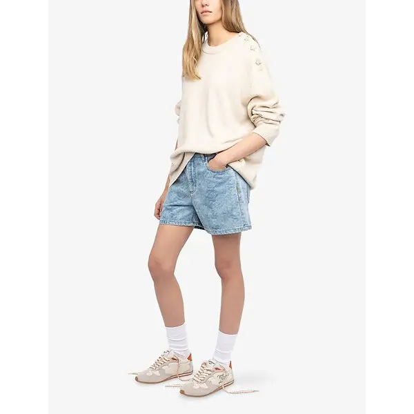 Zadig&Voltaire Dance Leather And Suede Trainers - Ice