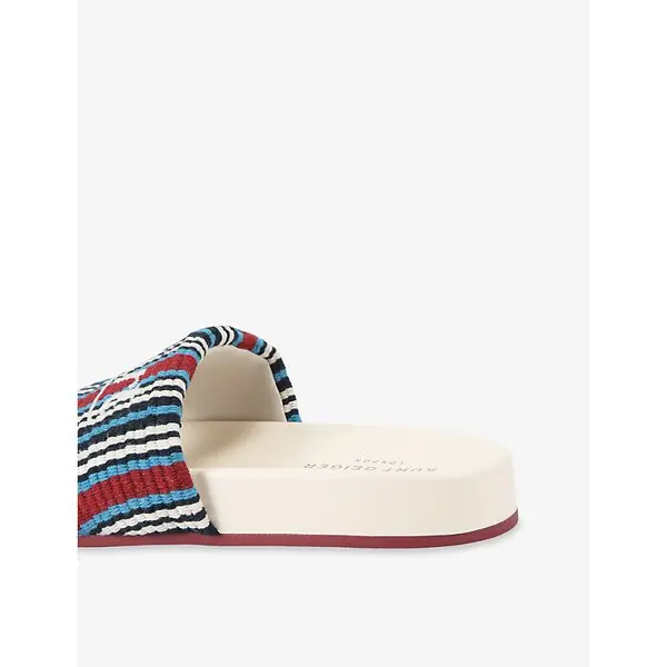 Kurt Geiger Script Fabric Slides - Red Comb