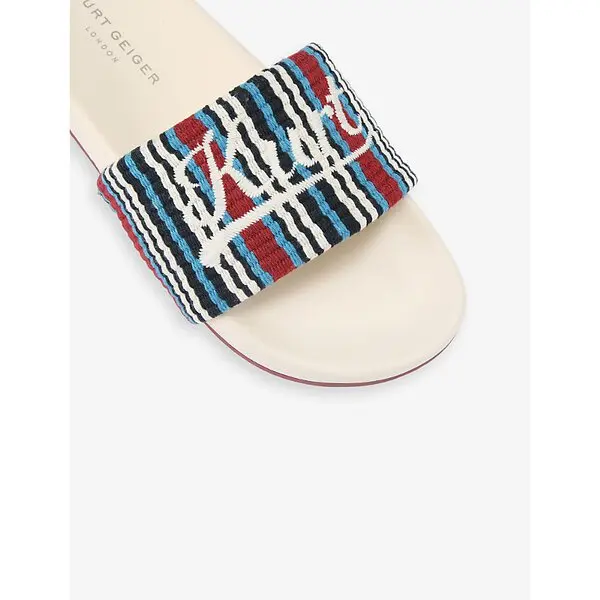 Kurt Geiger Script Fabric Slides - Red Comb