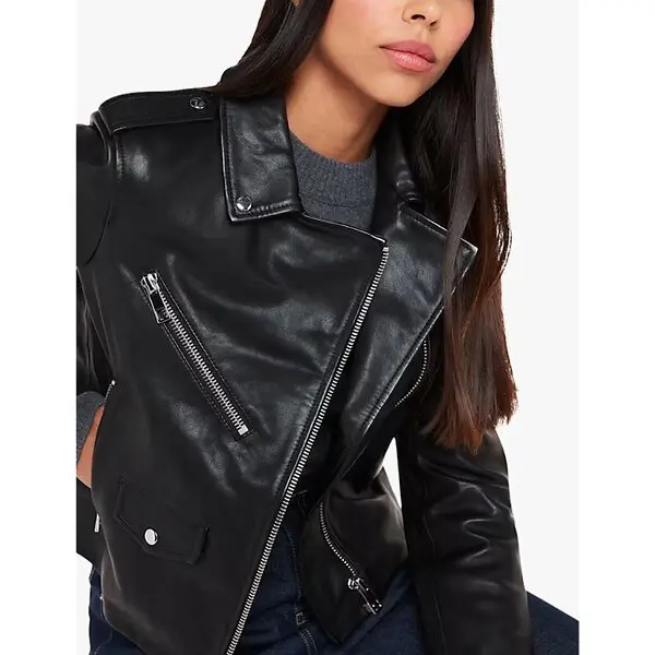 Whistles Agnes Zip-through Sheepskin-leather Biker Jacket