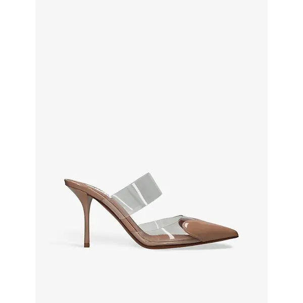 Alaïa Cœur 90 Point-toe Patent-leather Mules