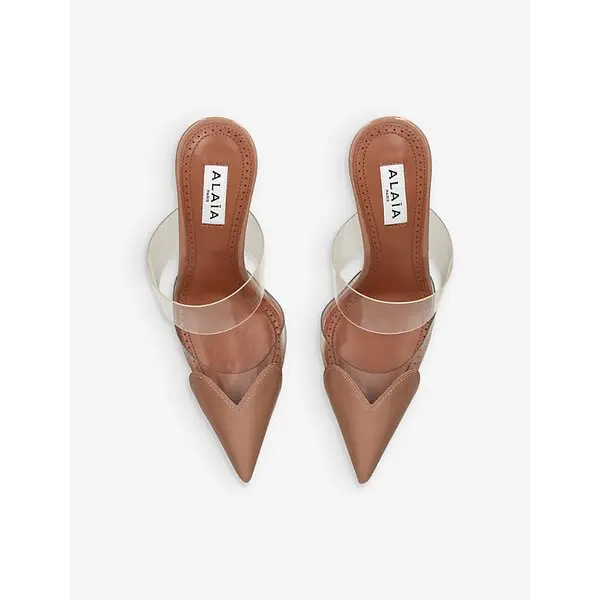 Alaïa Cœur 90 Point-toe Patent-leather Mules