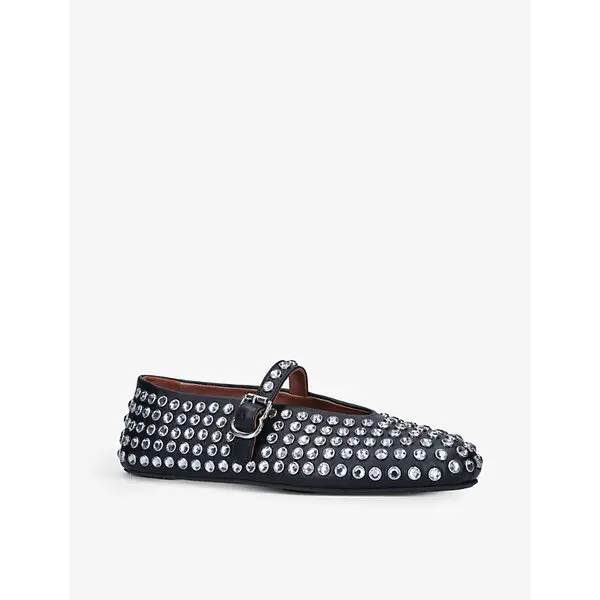 Alaïa Rhinestone-embellished Ballerina Shoes - Black