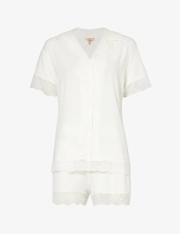 Eberjey Malou Lace-trimmed Stretch-modal Pyjama Set - Ivory