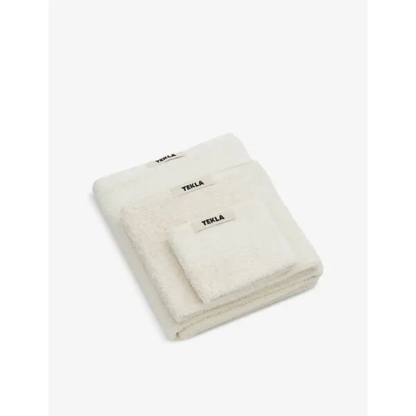 TEKLA Striped Cotton Washcloth 30cm X 30cm - Ivory