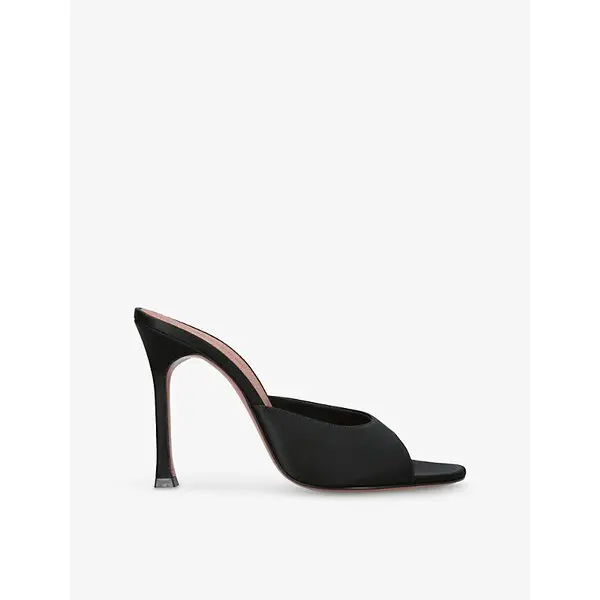 Amina Muaddi Alexa 105 Satin Heeled Mules - Black