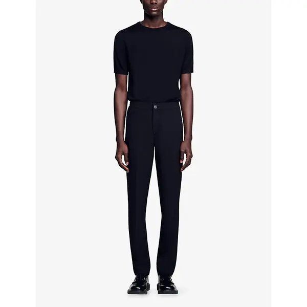 Sandro High-rise Stretch-jersey Trousers - Black