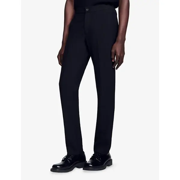 Sandro High-rise Stretch-jersey Trousers - Black
