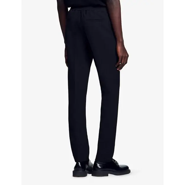 Sandro High-rise Stretch-jersey Trousers - Black