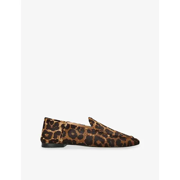 Dear Frances Giio Leopard Print Ponyhair Loafers