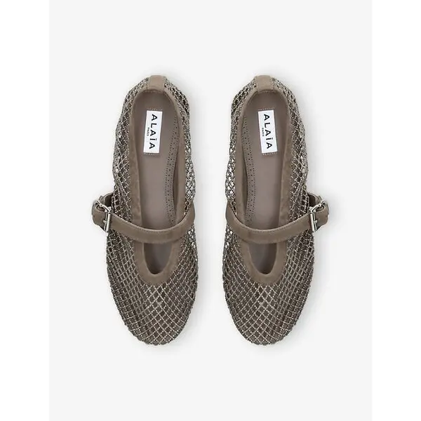 Alaïa Ballerina Mesh And Suede Ballet Flats