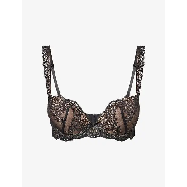 AUBADE Danse Moulded Plunge Lace Bra - Black