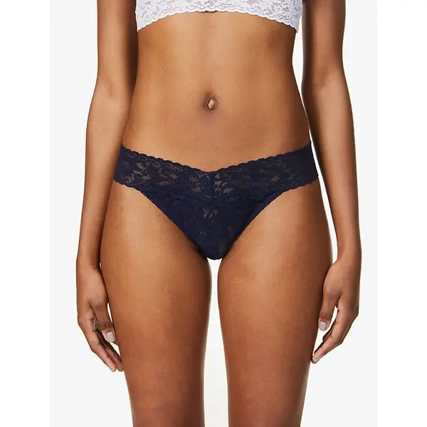 Hanky Panky Signature Original-rise Stretch-jersey Thong - Navy