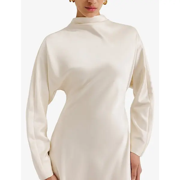 MALINA Zora Long-sleeve Satin Midi Dress