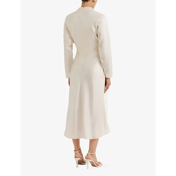 MALINA Zora Long-sleeve Satin Midi Dress