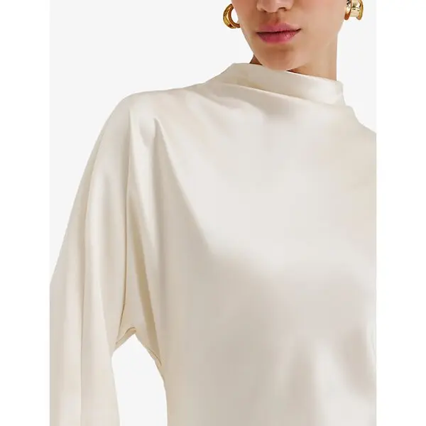 MALINA Zora Long-sleeve Satin Midi Dress