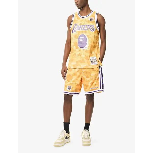 A BATHING APE Nba Lakers Camouflage-print Mesh Jersey