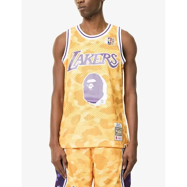 A BATHING APE Nba Lakers Camouflage-print Mesh Jersey