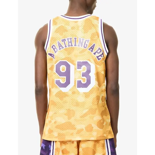 A BATHING APE Nba Lakers Camouflage-print Mesh Jersey