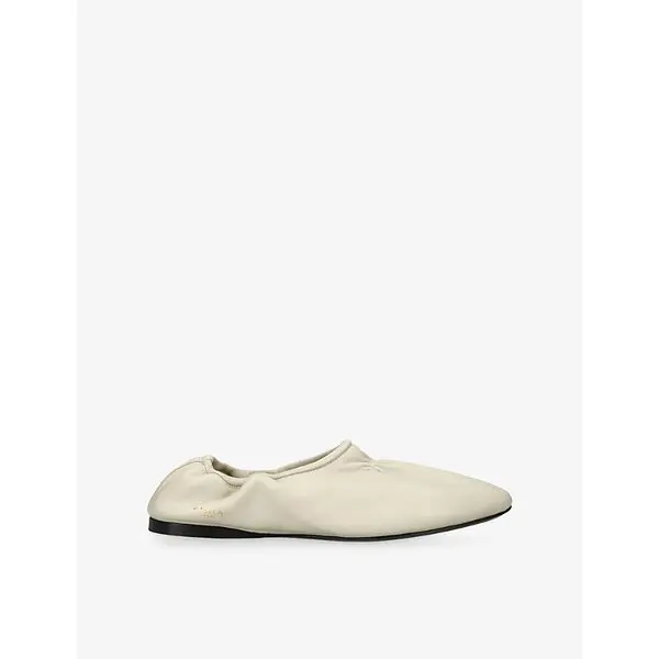 Alaïa Ruched Slipper Leather Flats - Bone