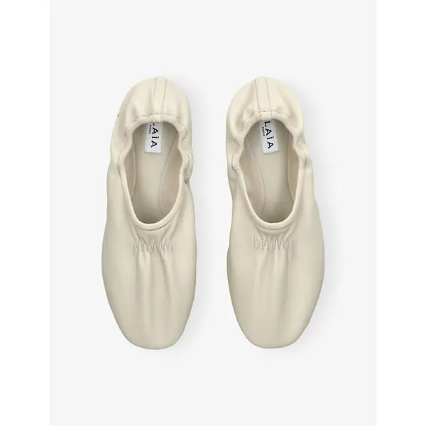 Alaïa Ruched Slipper Leather Flats - Bone