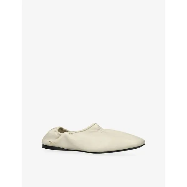 Alaïa Ruched Slipper Leather Flats - Bone