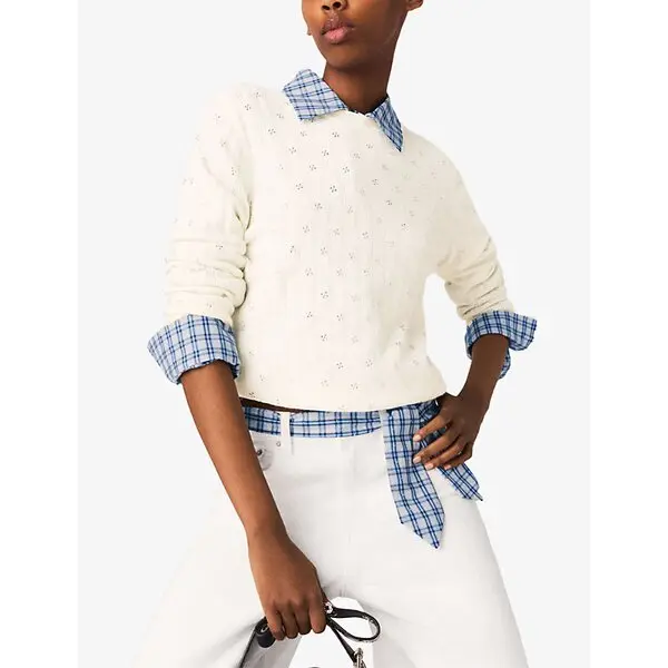 Maje Rhinestone-embellished Wool-blend Jumper - Ecru