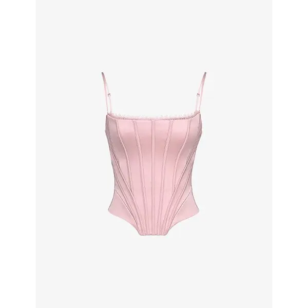 House Of Cb Cadie Satin Corset Top - Blush