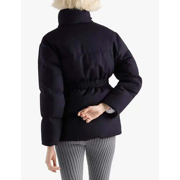 Prada Loden Belted Shell-down Puffer Jacket - Blue