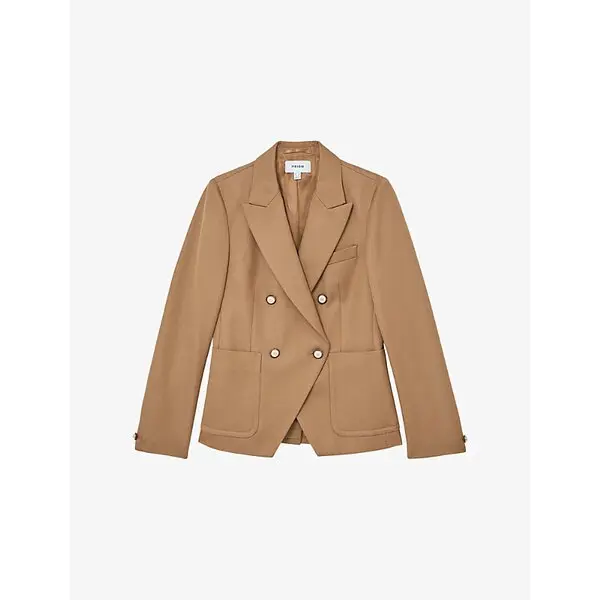 REISS Wool-blend Double-breasted Blazer - Camel