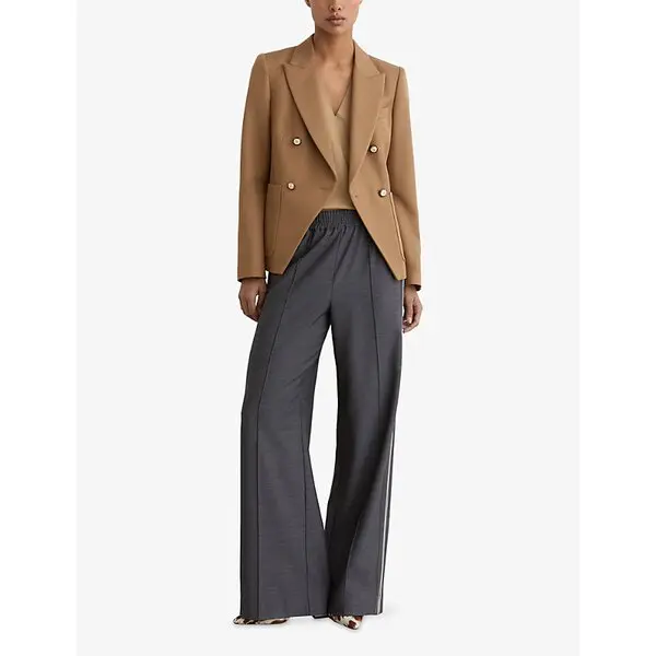REISS Wool-blend Double-breasted Blazer - Camel