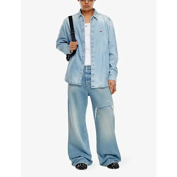 DIESEL® D-simple Logo-embroidered Denim Shirt - 1