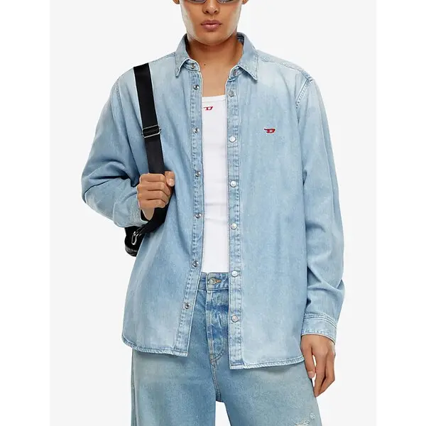 DIESEL® D-simple Logo-embroidered Denim Shirt - 1