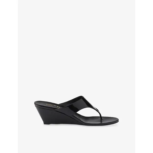 Prada Thong Wedge Sandals - Black