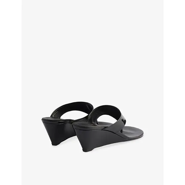 Prada Thong Wedge Sandals - Black