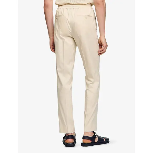 Sandro Tapered Drawstring Waist Stretch-cotton Blend Trousers