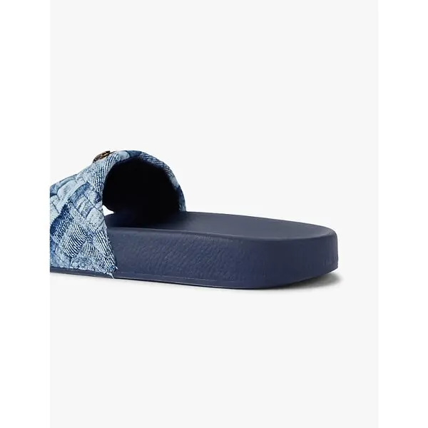 Kurt Geiger Meena Eagle-embellished Sliders - Denim