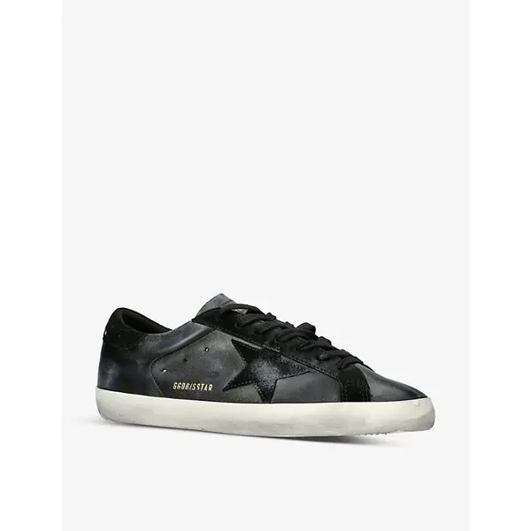 GOLDEN GOOSE Super-star Logo-embossed Leather And Suede Sneakers - Black