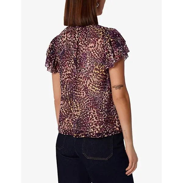 Whistles Abstract-print Short-sleeved Woven Top