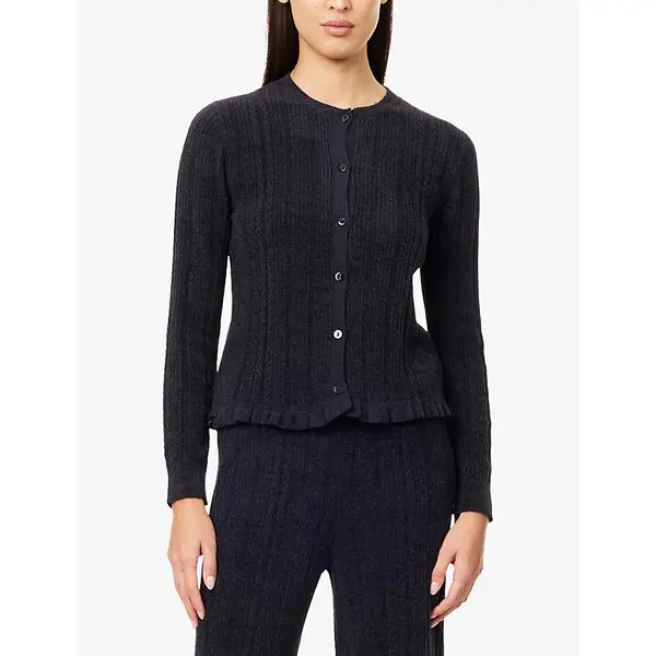 Barefoot Dreams Long Sleeve Cardigan With Ruffle Trim